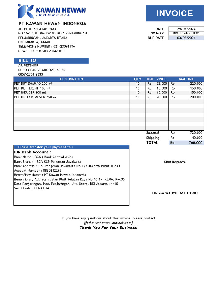 BCA Payment Instructions and Debit Notes | PDF | Jakarta | Companies Of ...