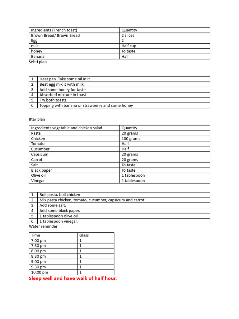 Easy Sehri and Iftar Recipes Guide | PDF