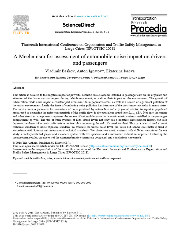 A Mechanism For Assesment of Automobile Noise Impact On Drivers and ...