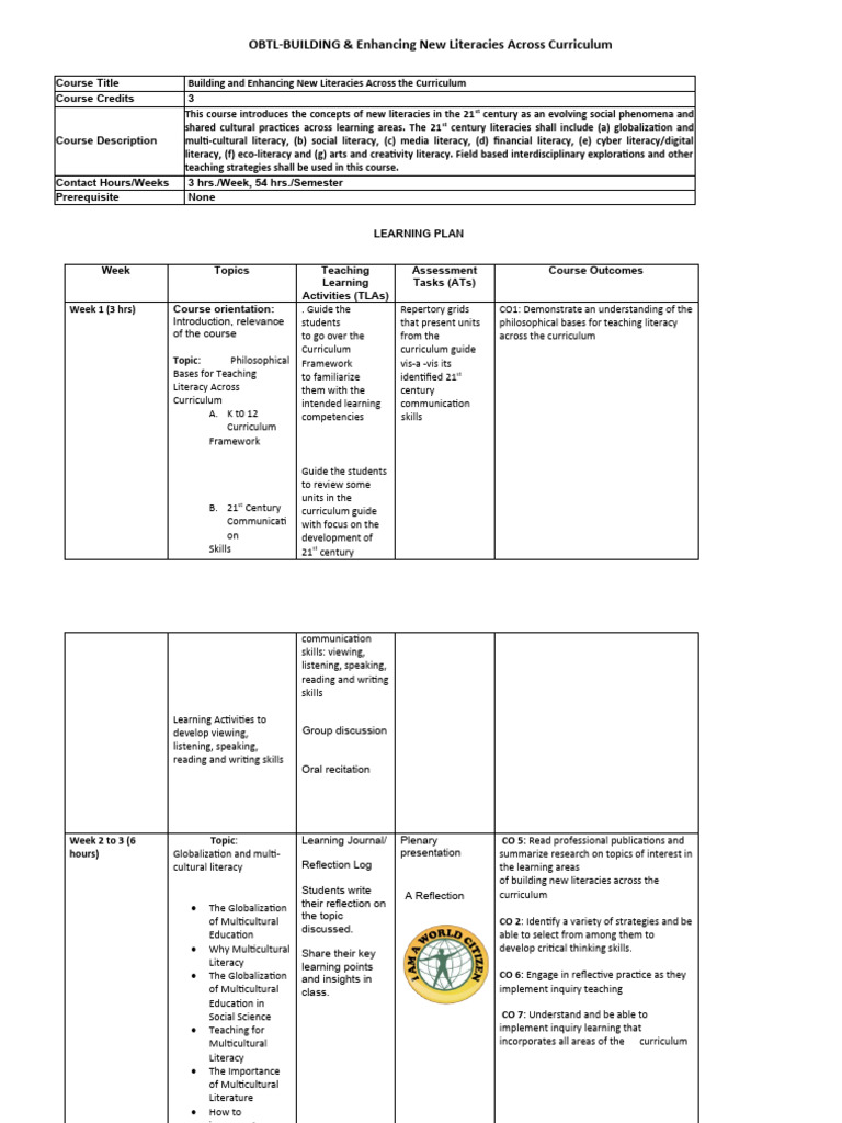 Obtl Be Nlac | PDF | Literacy | Curriculum