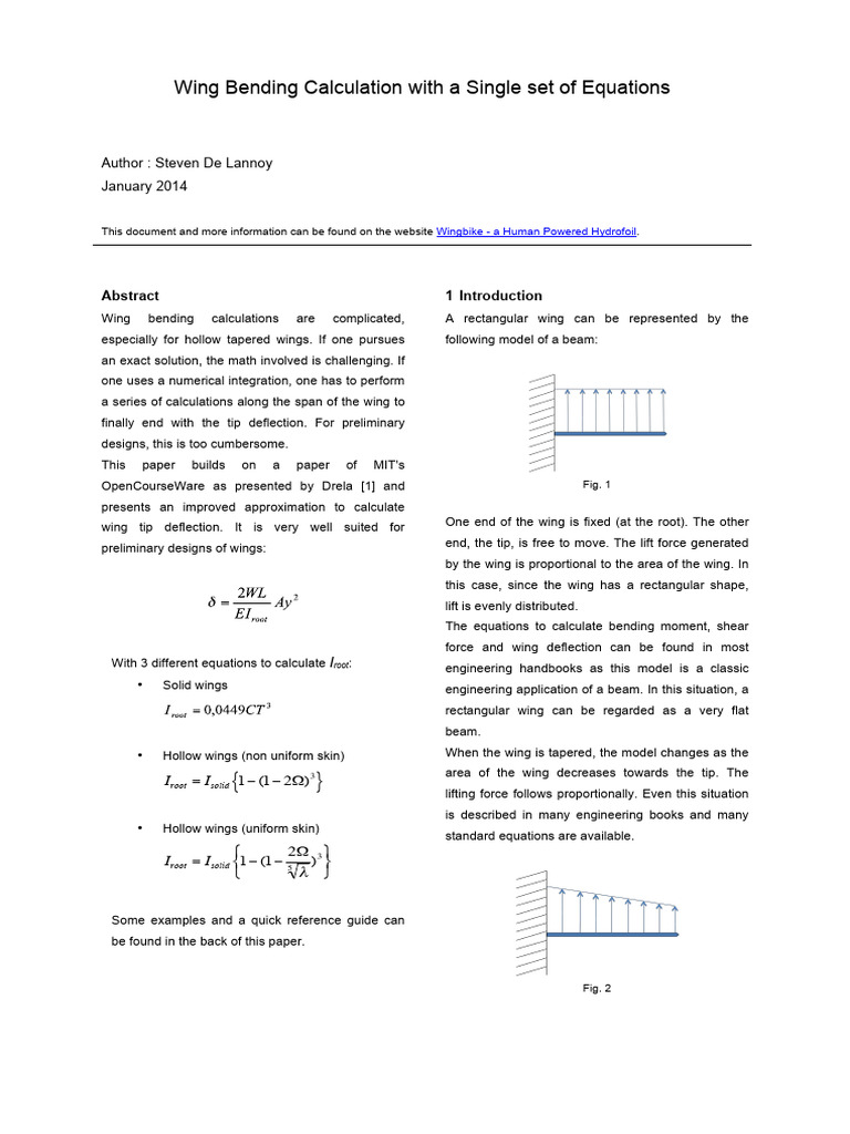Wing Deflection Calculations | PDF | Bending