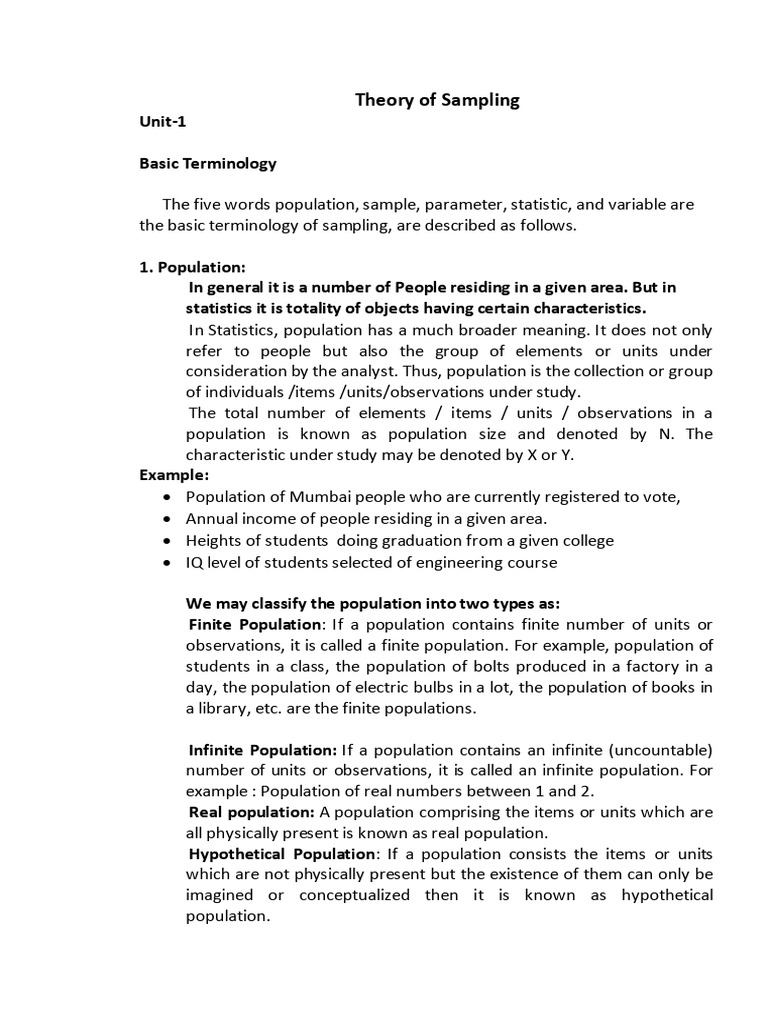 B.sc-Ii - Paper (Theory of Sampling) (By Dr. Prabhakar Singh | PDF | Estimator | Bias Of An ...