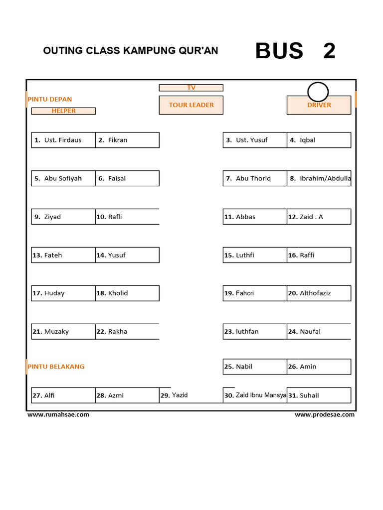 Denah Kursi Bus 2 | PDF