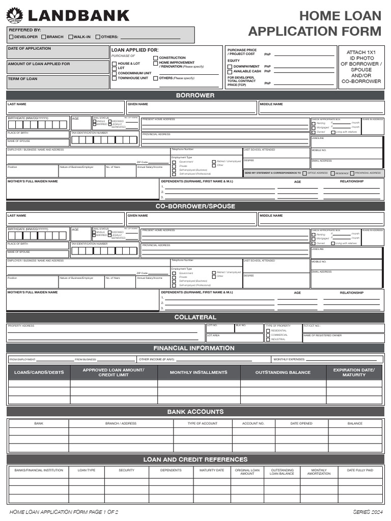 1 Updated Home Loan Application Form - 02142024 - 4.16pm | PDF | Loans ...