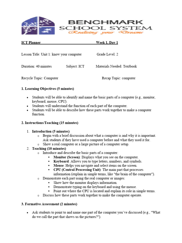 DLP Ict Week 1-2 Grade 2 | PDF | Educational Technology | Input/Output