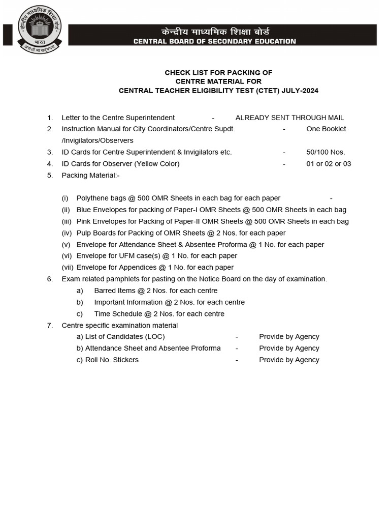 Check List Paking Material | PDF