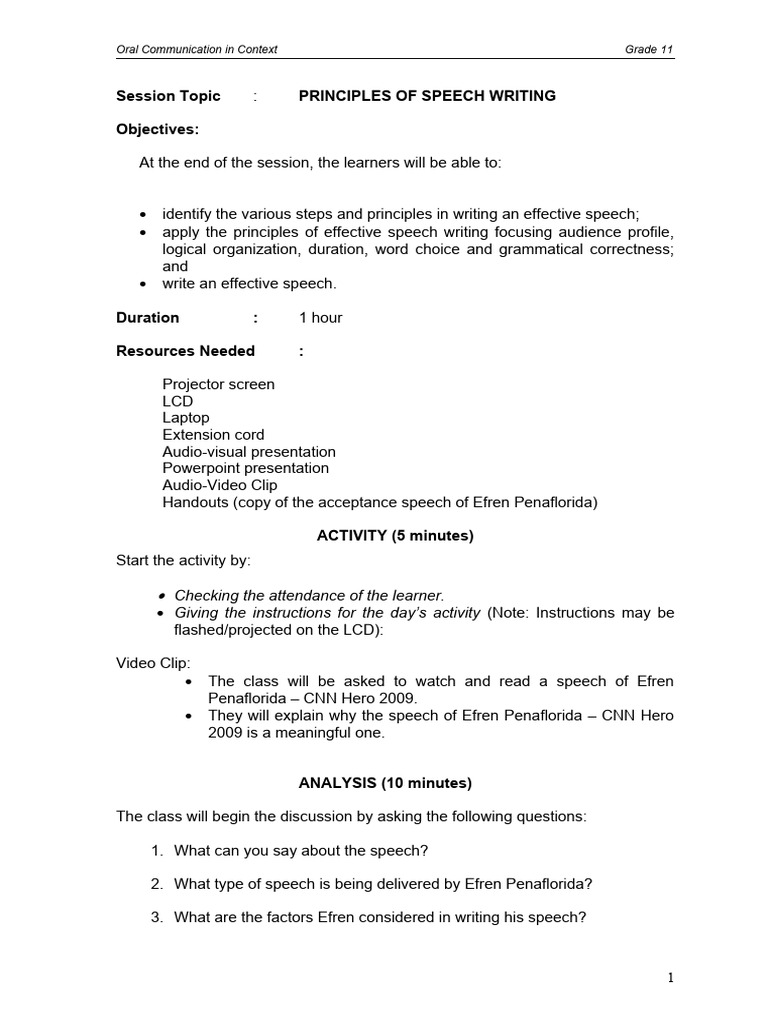 Principles of Speech Writing | PDF | Microsoft Power Point | Communication