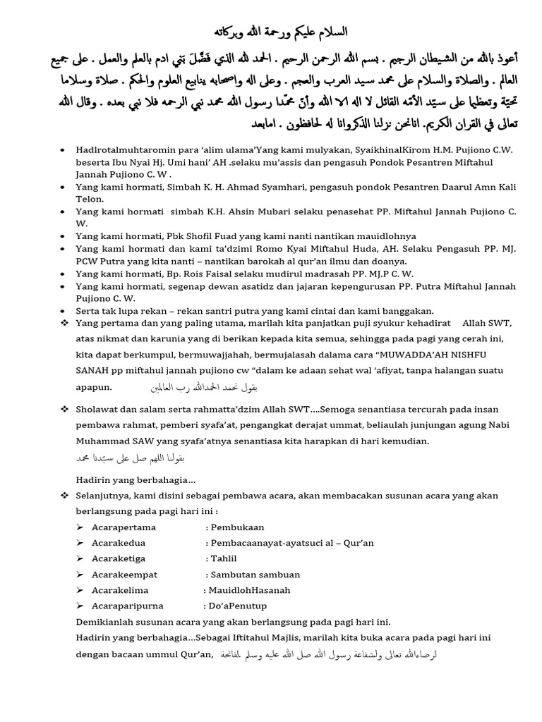 Muwaddah Nishfu Sanah di Ponpes Miftahul Jannah | PDF