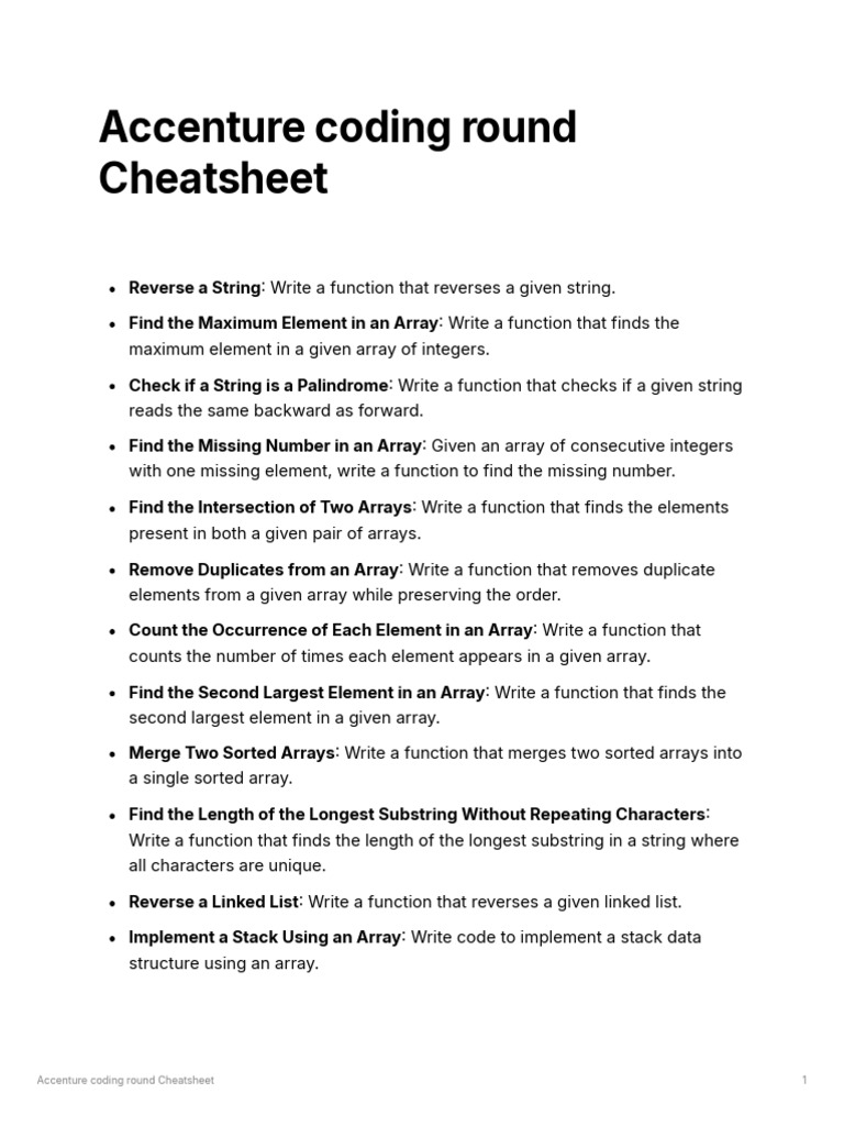 Accenture Coding Round Guide | PDF | String (Computer Science) | Function (Mathematics)
