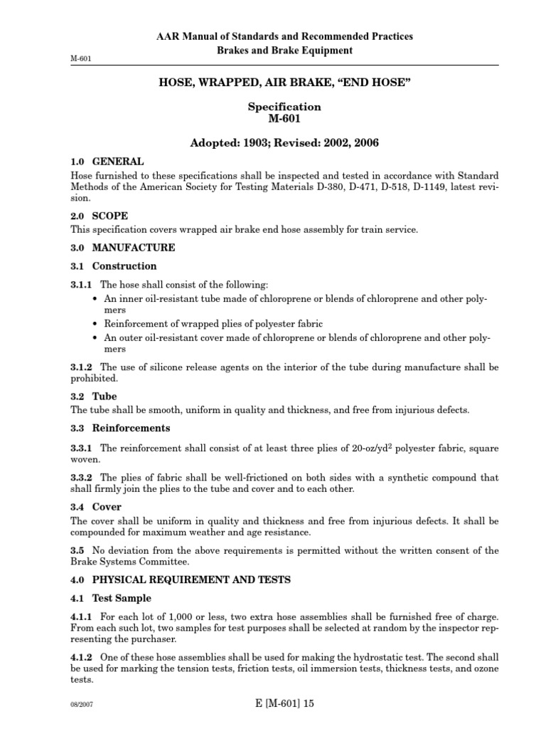 AAR-M-601 (Hose Pipe) | PDF | Leak | Textiles