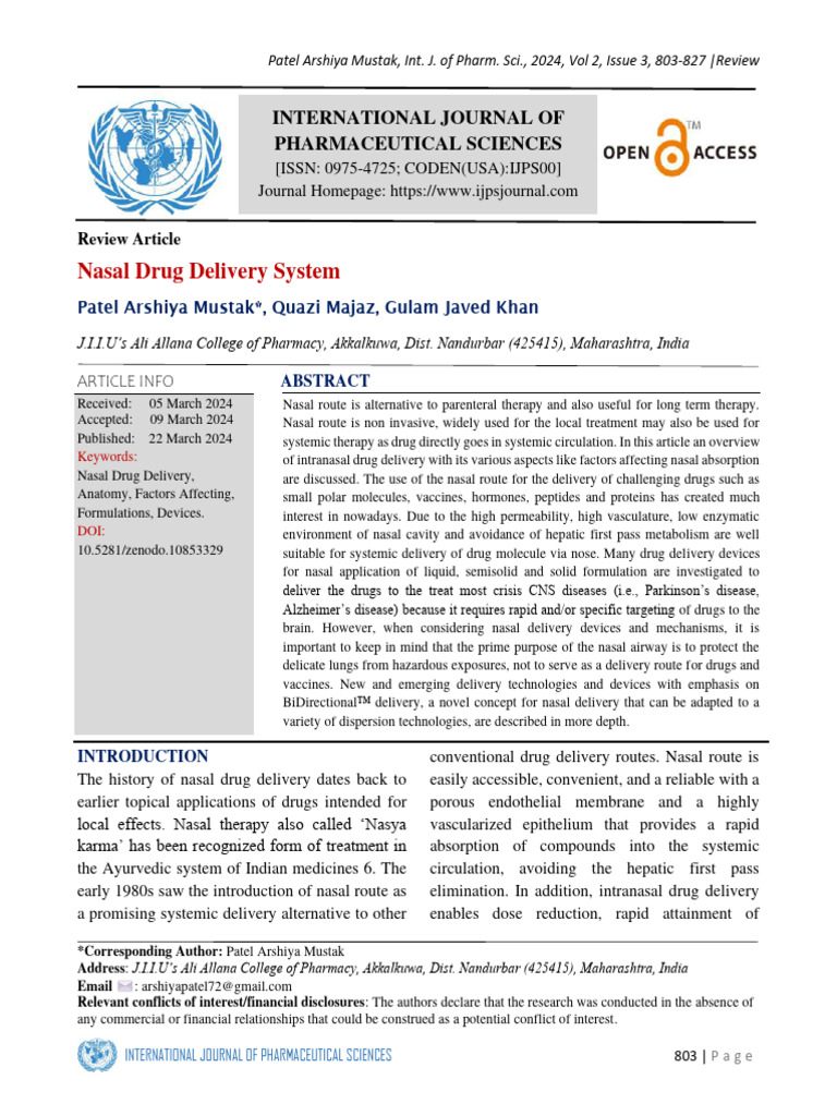 78-Review Patel Arshiya Mustak | PDF | Human Nose | Mucus