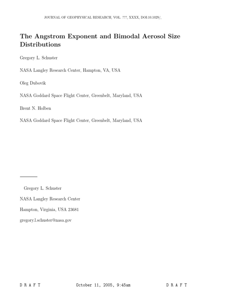 Aerosol Size & Angstrom Exponent Study | PDF | Aerosol | Refractive Index