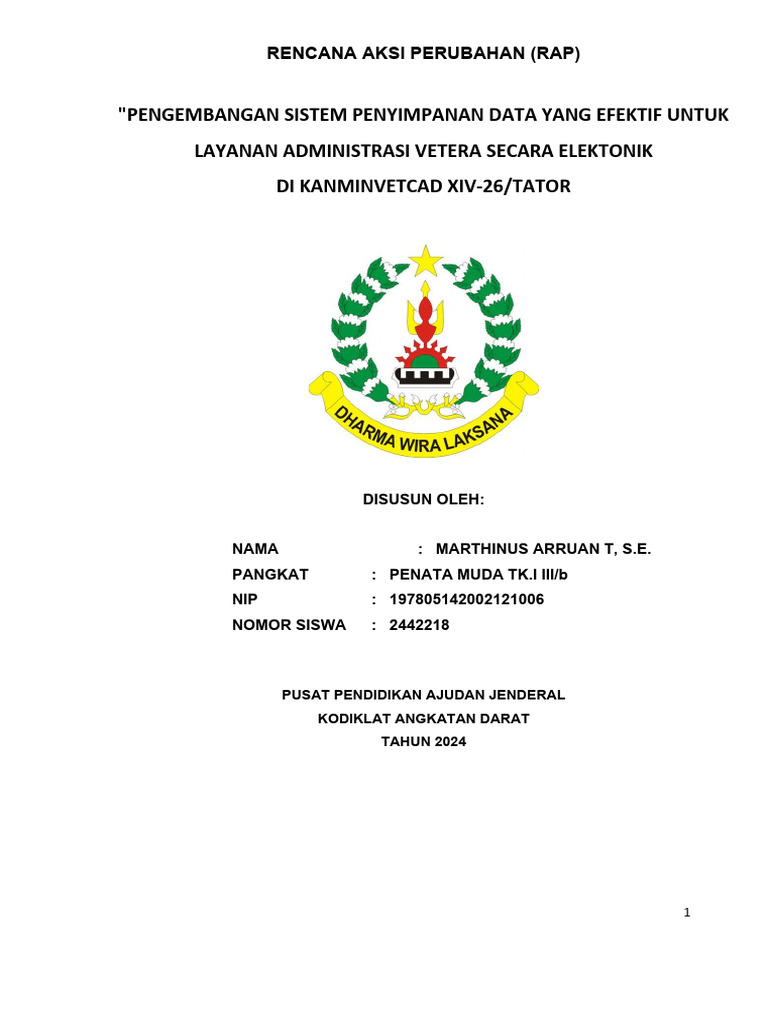 Rap Marthinus Arruan Pusdikajen 2024 | PDF