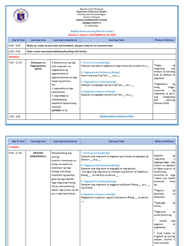 WHLP Grade 1 Q1 W7 All Subjects | PDF