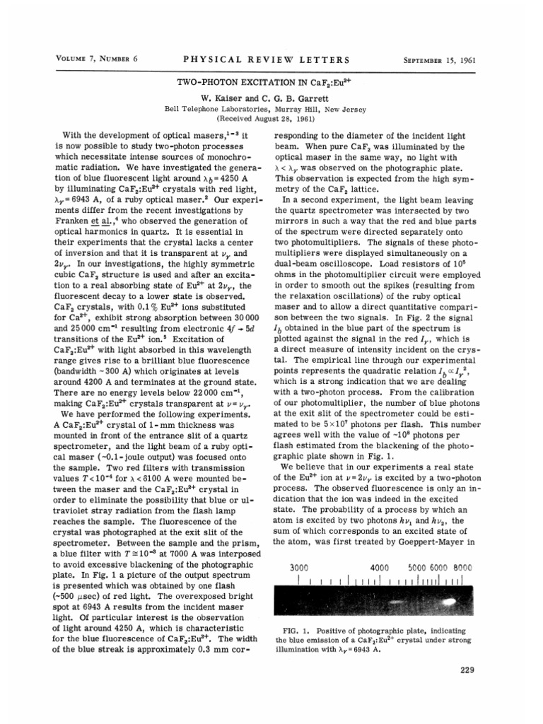 Two-Photon Excitation in CaF2: Eu2+ | PDF | Fluorescence | Photon