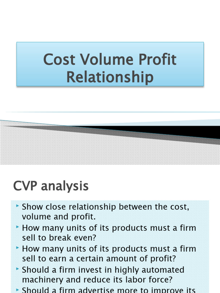 10 Cost Volume Profit Relationship | PDF | Economics | Management ...