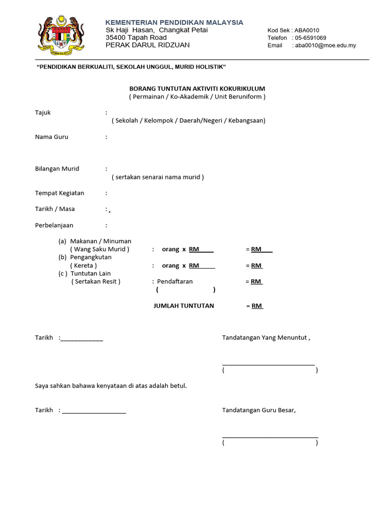 Borang Claim Koko SKHH | PDF