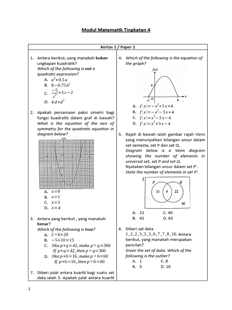 Modul Matematik Tingkatan 4 | PDF