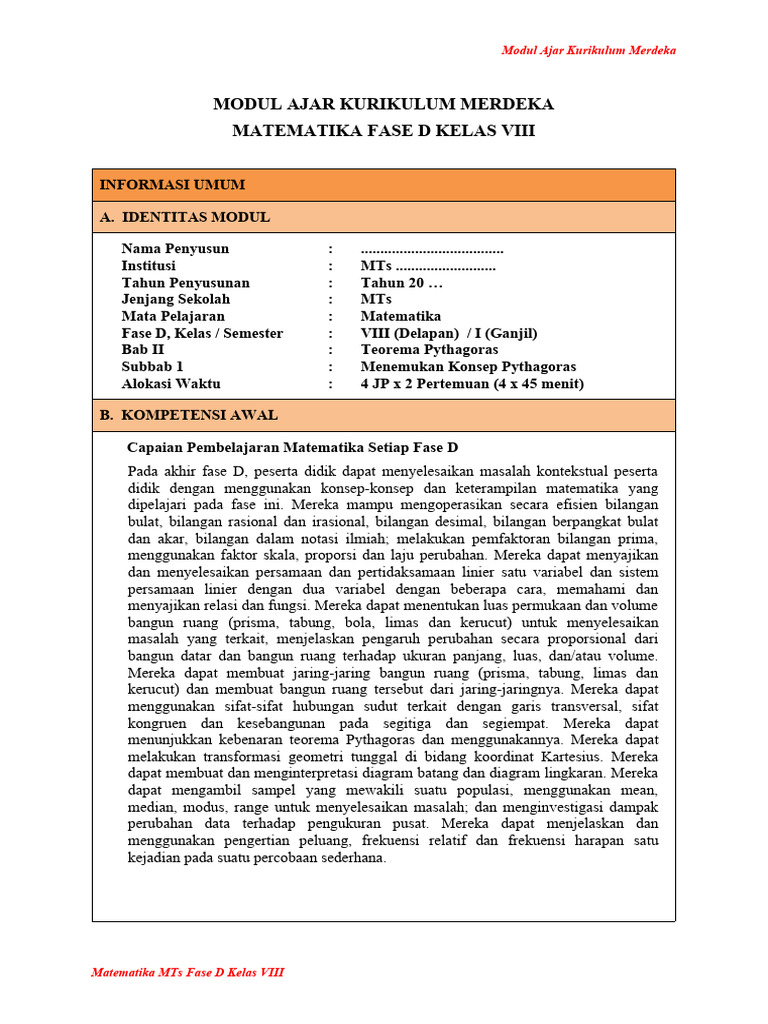 MA Bab 2 Teorema Pythagoras | PDF