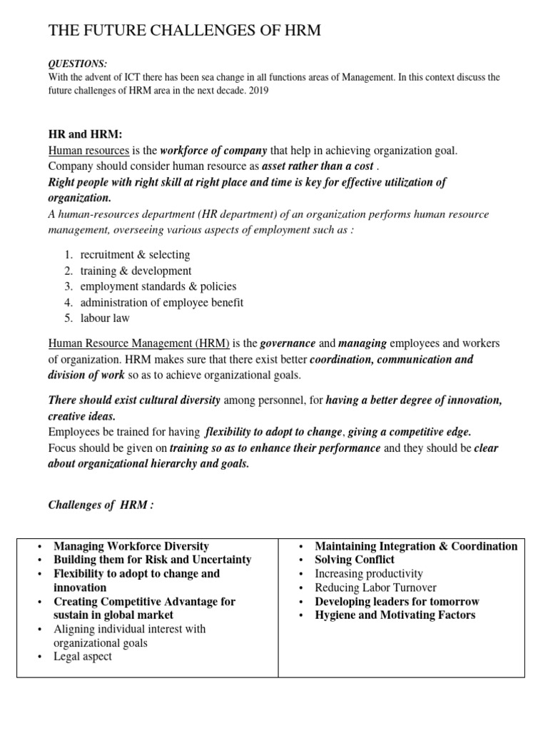 The Future Challenges of HRM | PDF | Human Resource Management ...
