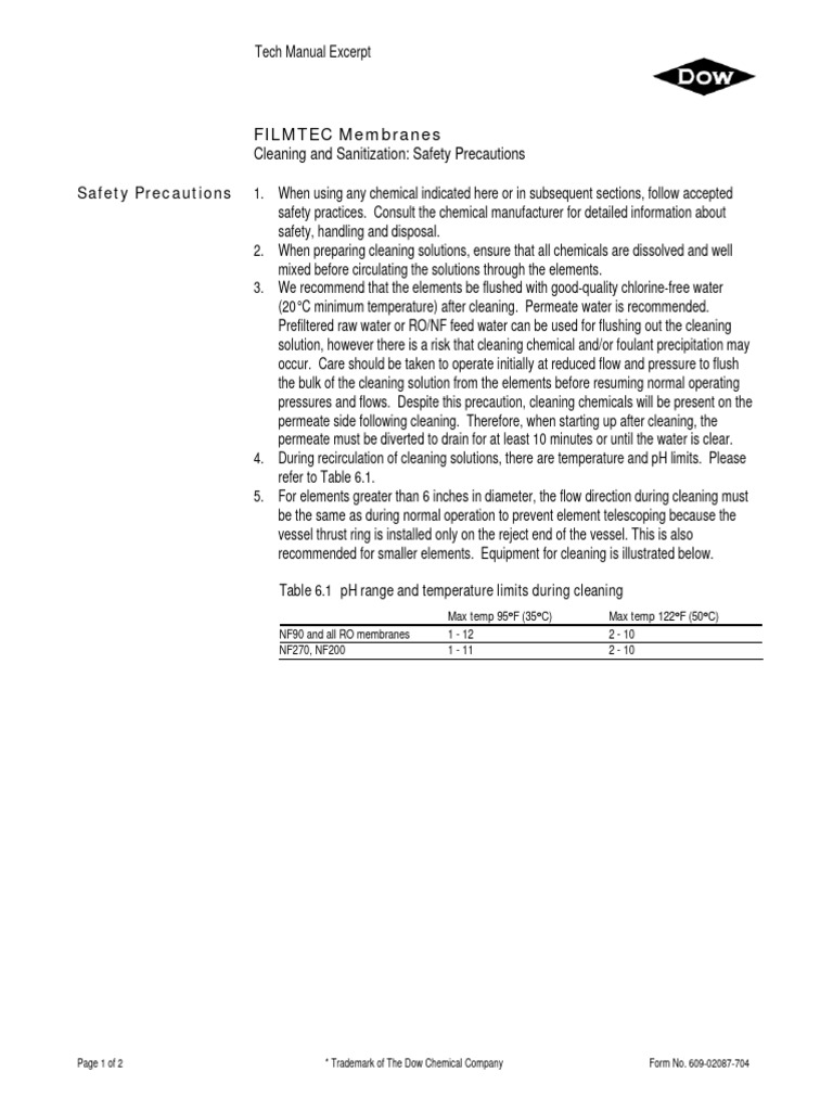 Safety Precautions | PDF | Membrane | Water