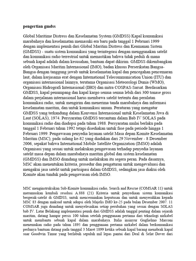 Pengertian Gmdss | PDF