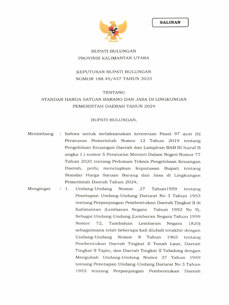 Standar Harga Satuan Tahun 2024 Gabung | PDF