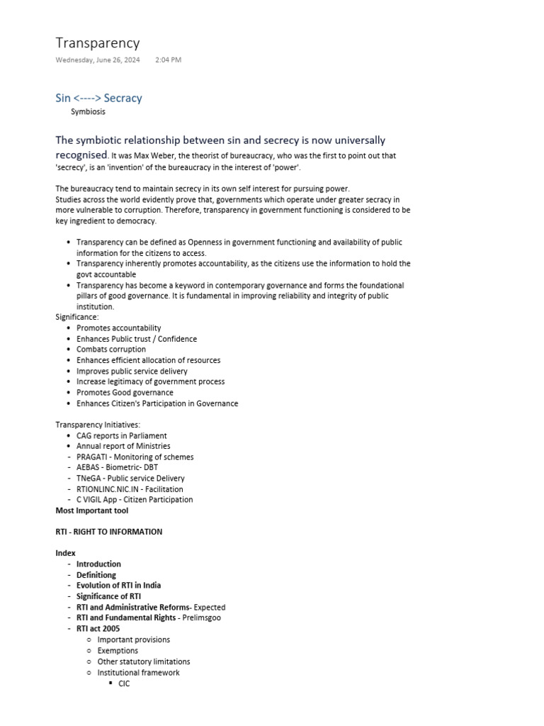 Transparency - Governance | PDF | Governance | Government