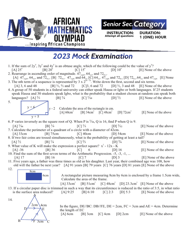 MOCK-SENIOR-SEC-AMO | PDF | Area | Mathematics