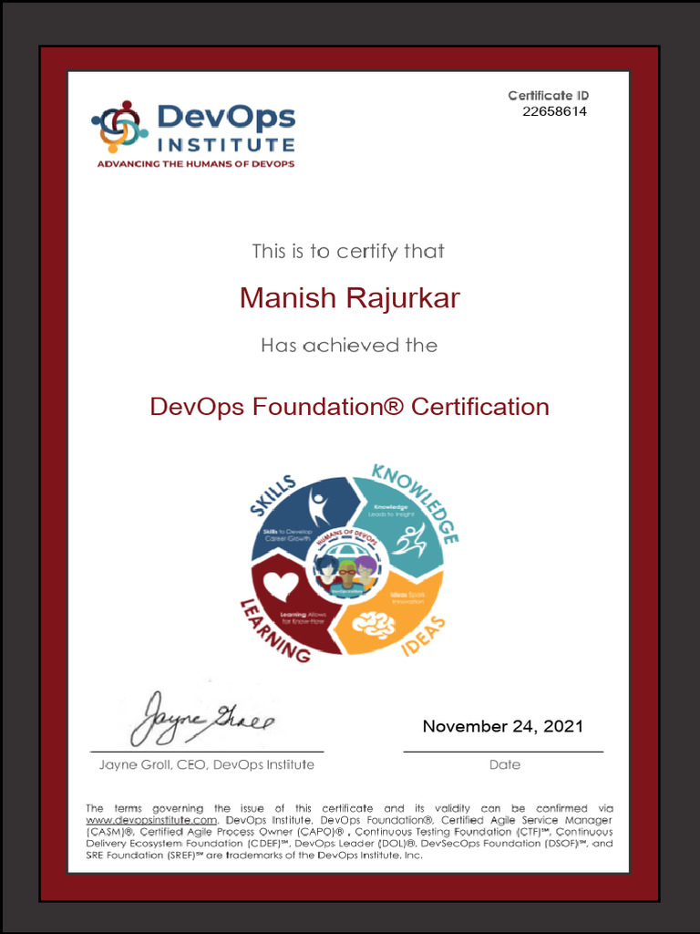 DevOps Foundation Certificate 2065b78 | PDF