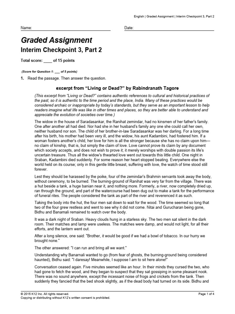English 10 Interim Checkpoint 3, Part 2 | PDF | Flight Instructor