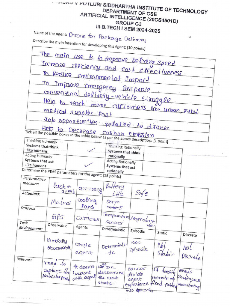 PEAS - CASE STUDY Artificial Intelligence | PDF