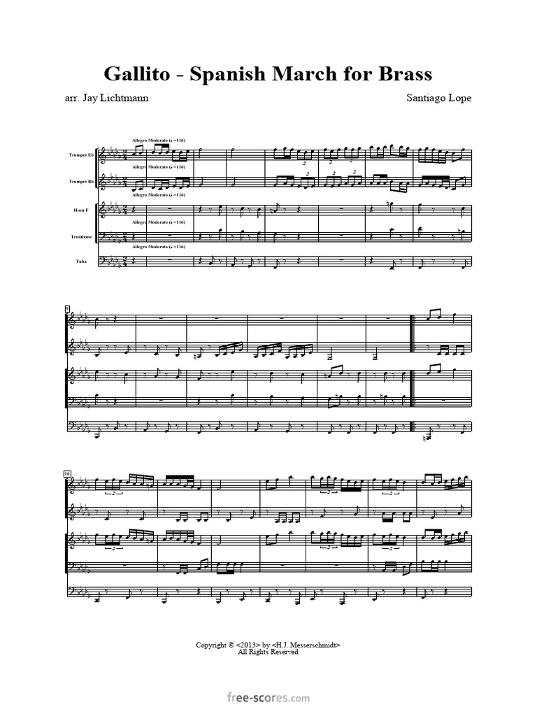(Free Scores - Com) Lope Santiago Gallito Spanish March For Brass ...