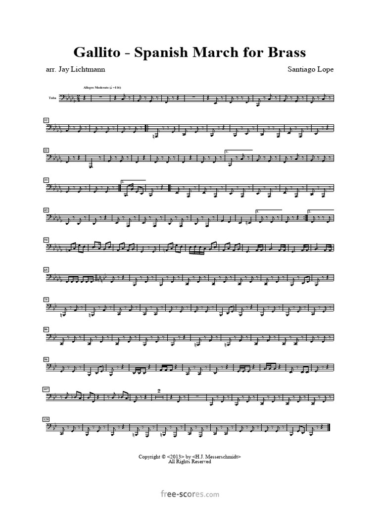 (Free Scores - Com) Lope Santiago Gallito Spanish March For Brass Tuba ...