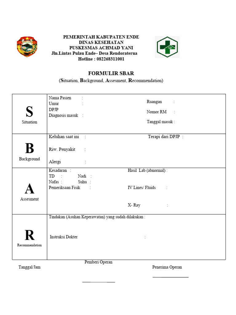 3.7.1.2 FORMULIR SBAR Edit | PDF