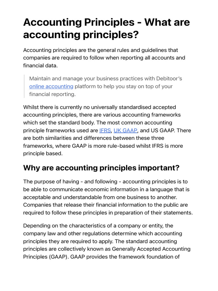 Accounting Principles - What Are Accounting Principles? - Debitoor ...