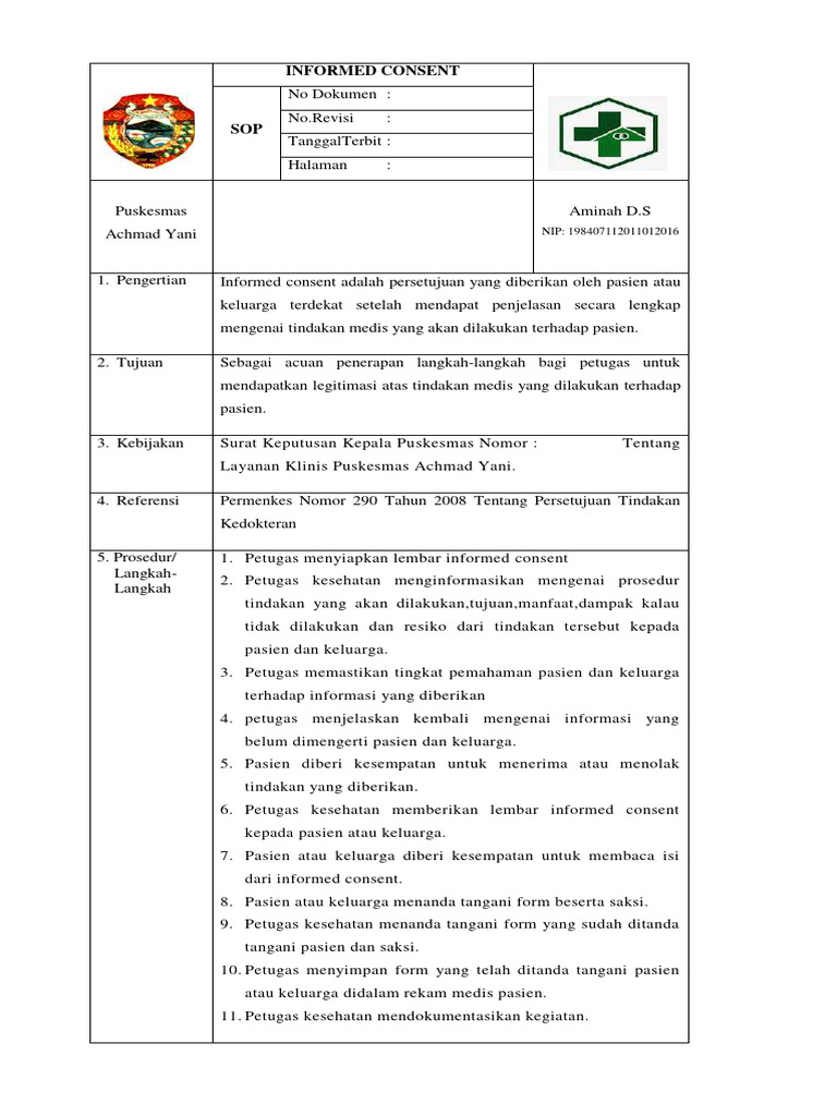 Sop Informed Consent | PDF
