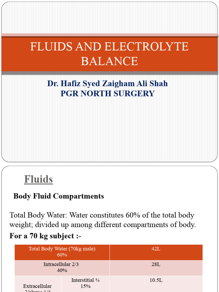 Fluids and Electrolyte Balance by Zaigham | PDF | Homeostasis ...