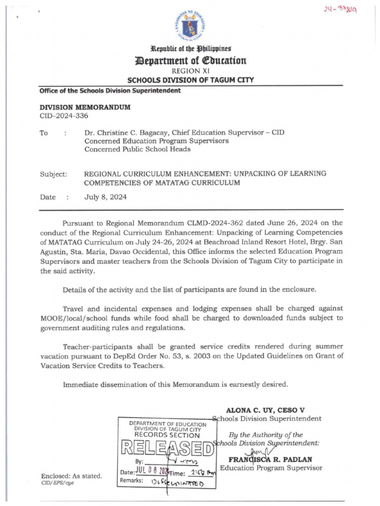 DM Cid 2024 336 7 8 2024 Regional Curriculum Enhancement Unpacking of ...