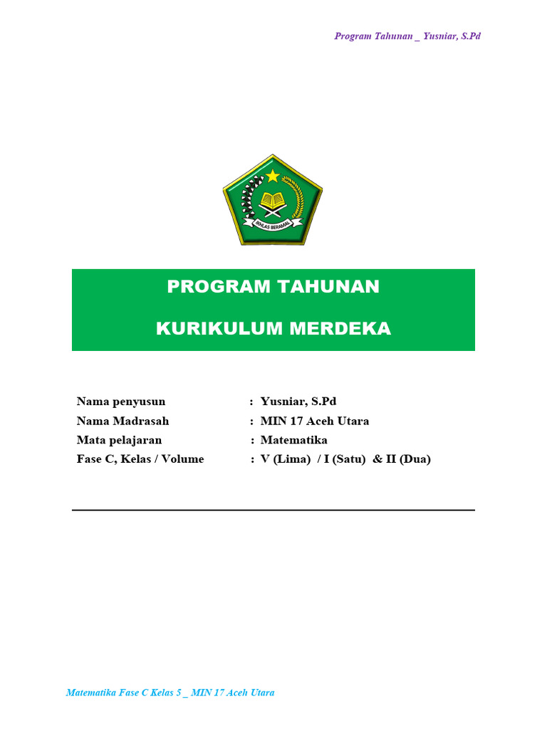 Prota Matematika Kelas 5 Kurikulum Merdeka | PDF | Metode & Bahan Ajar