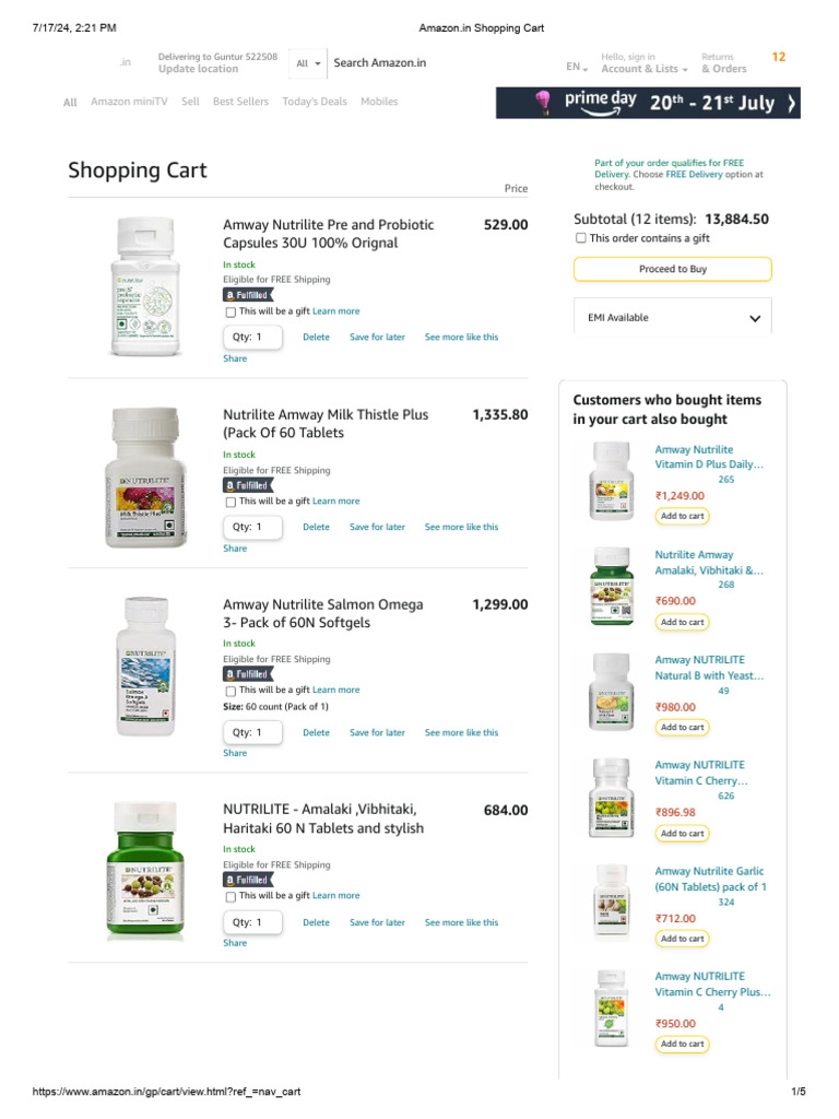 Amazon Health Supplements Cart | PDF