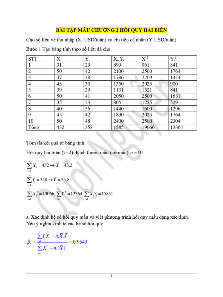 BÃ I Táº P Máº U chÆ°Æ¡ng 2 Há I QUY HAI BIáº N 2 | PDF