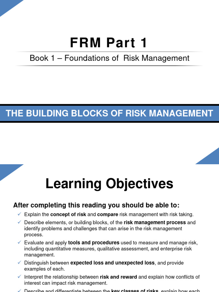 1 1 The Building Blocks Of Risk Management Pdf Financial Risk Risk