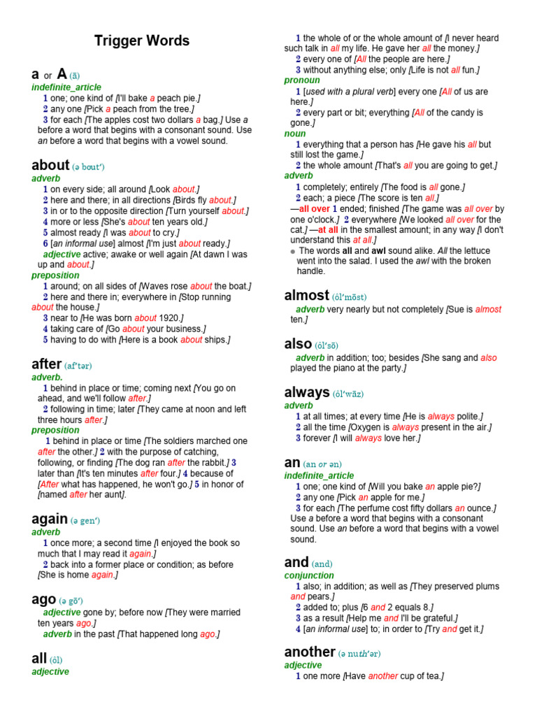 Trigger Words | PDF | Verb | Grammatical Number