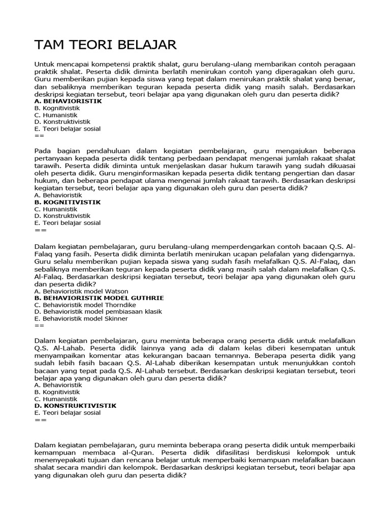 TAM Teori Belajar | PDF