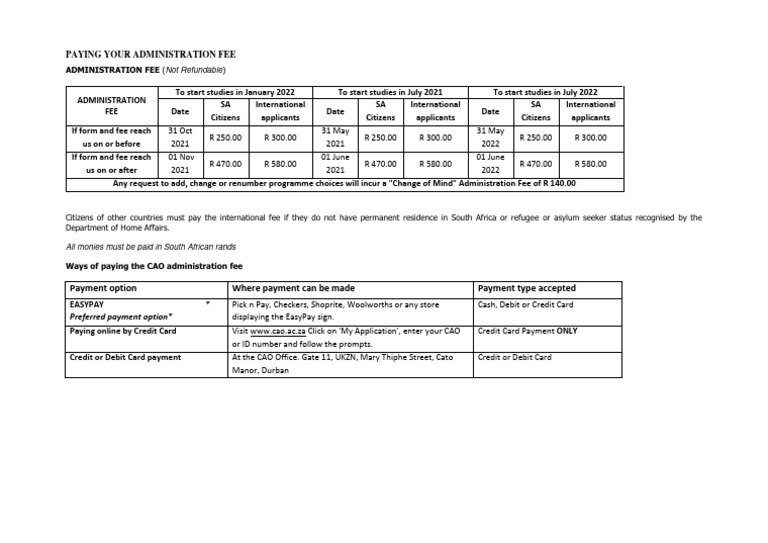 AdminFeeStructure 01APR2021 | PDF | Credit Card | Payments