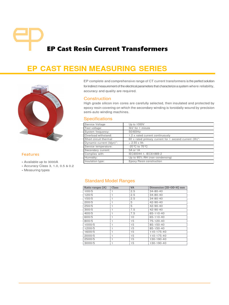 1000V EP Current Transformer - Cast Resin Series Catalogue | PDF ...