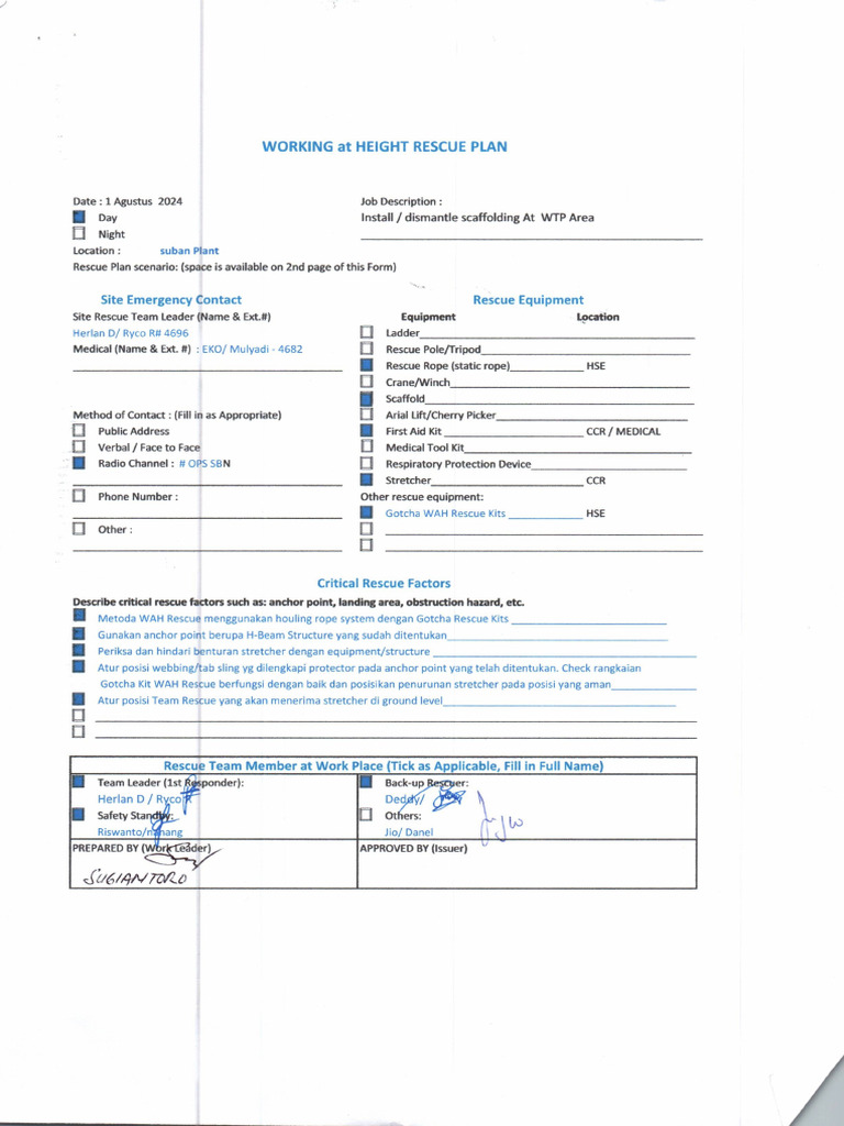 Working at Height Rescue Plan (4) - 1-2 | PDF