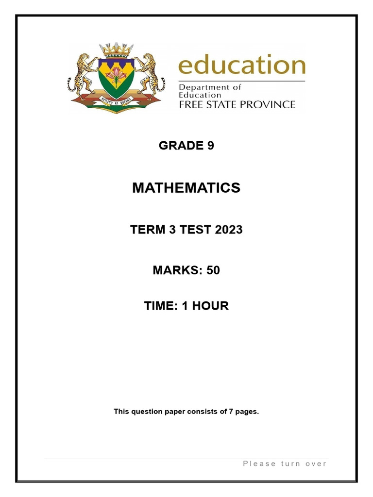 2023 Maths Test Grade 9 For Term 3 | PDF | Geometry | Euclid