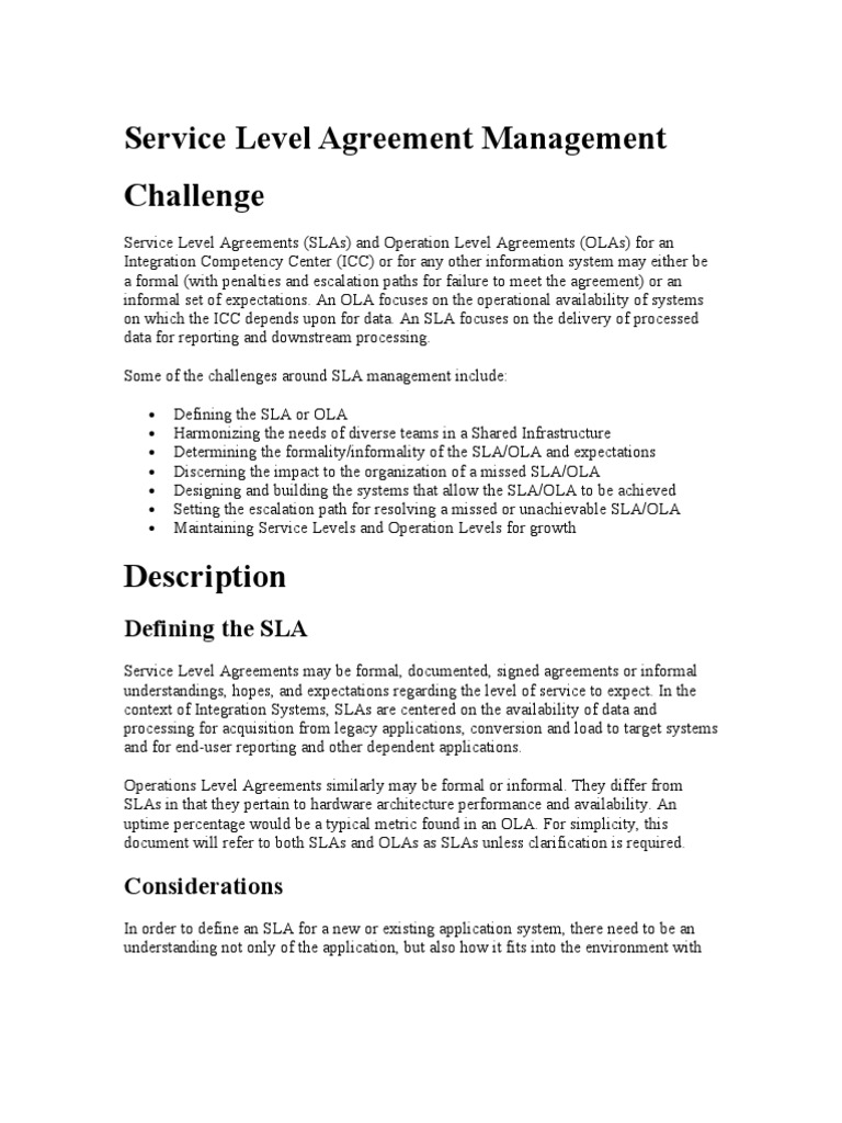 Service Level Agreement Management | PDF | Service Level Agreement | Information Technology